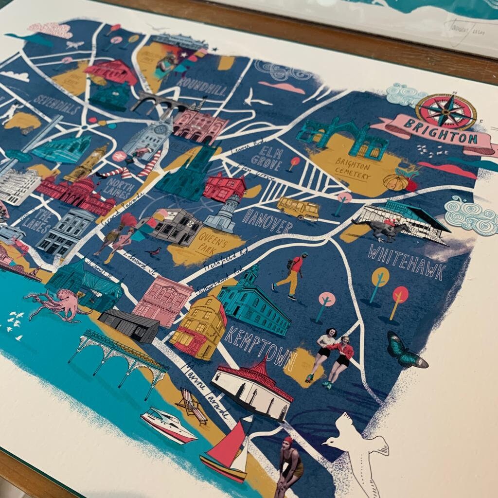 Brighton Map, Brighton Hand Drawn Map Print, Illustrated Map, Brighton ...