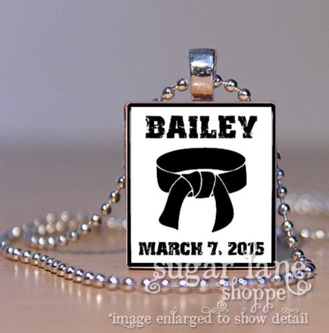Custom Karate Black Belt Necklace KD2 Scrabble Tile Pendant With Chain ...