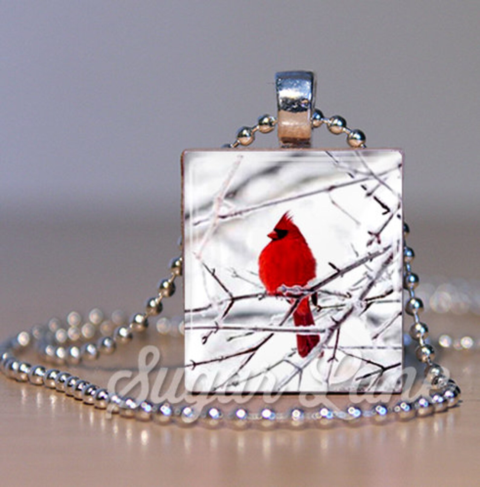Red Cardinal Necklace Winter Cardinal Necklace Bird - Etsy