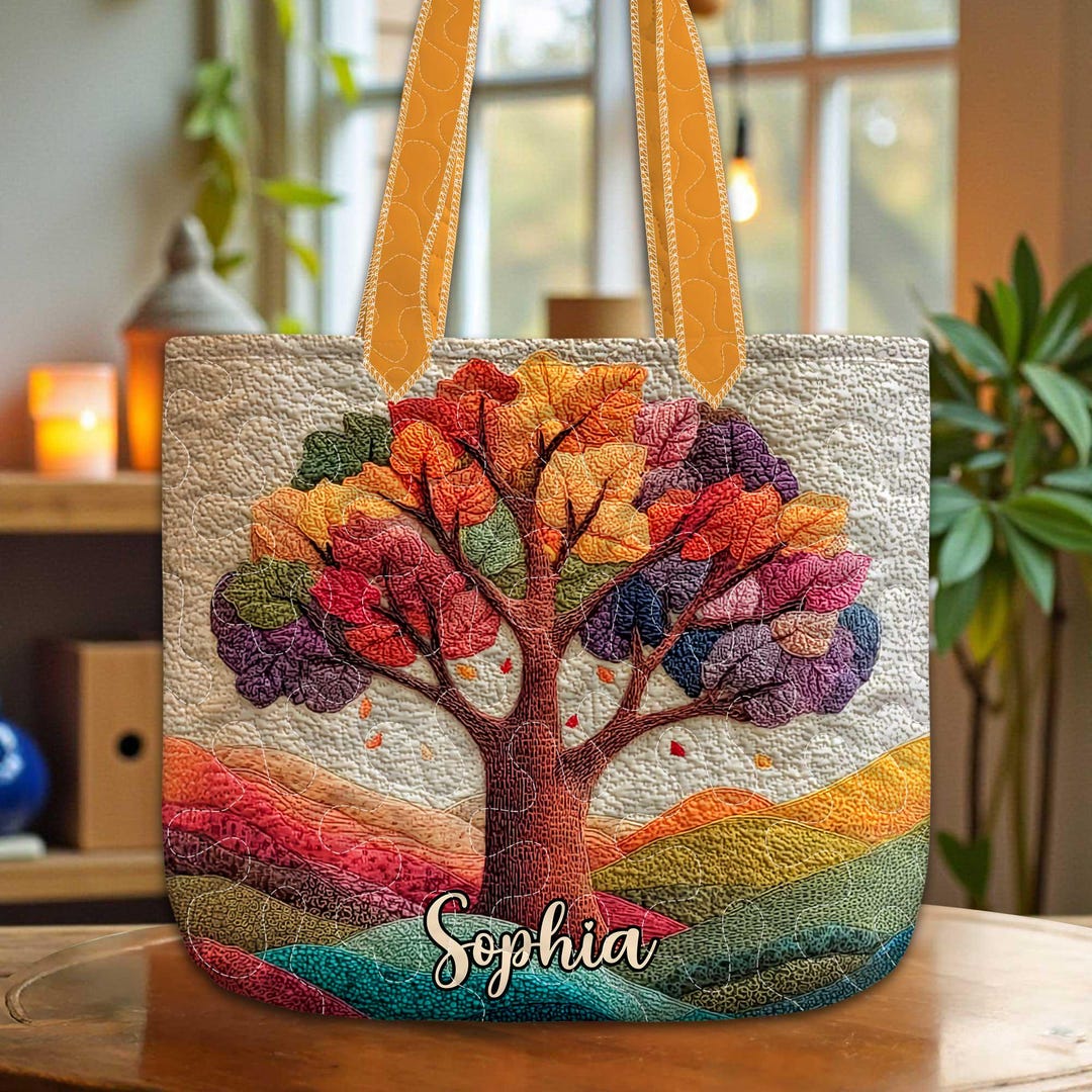 Custom Quilted Tree of Life Tote Bag, Inspirational Tree Gift Bag, Boho ...