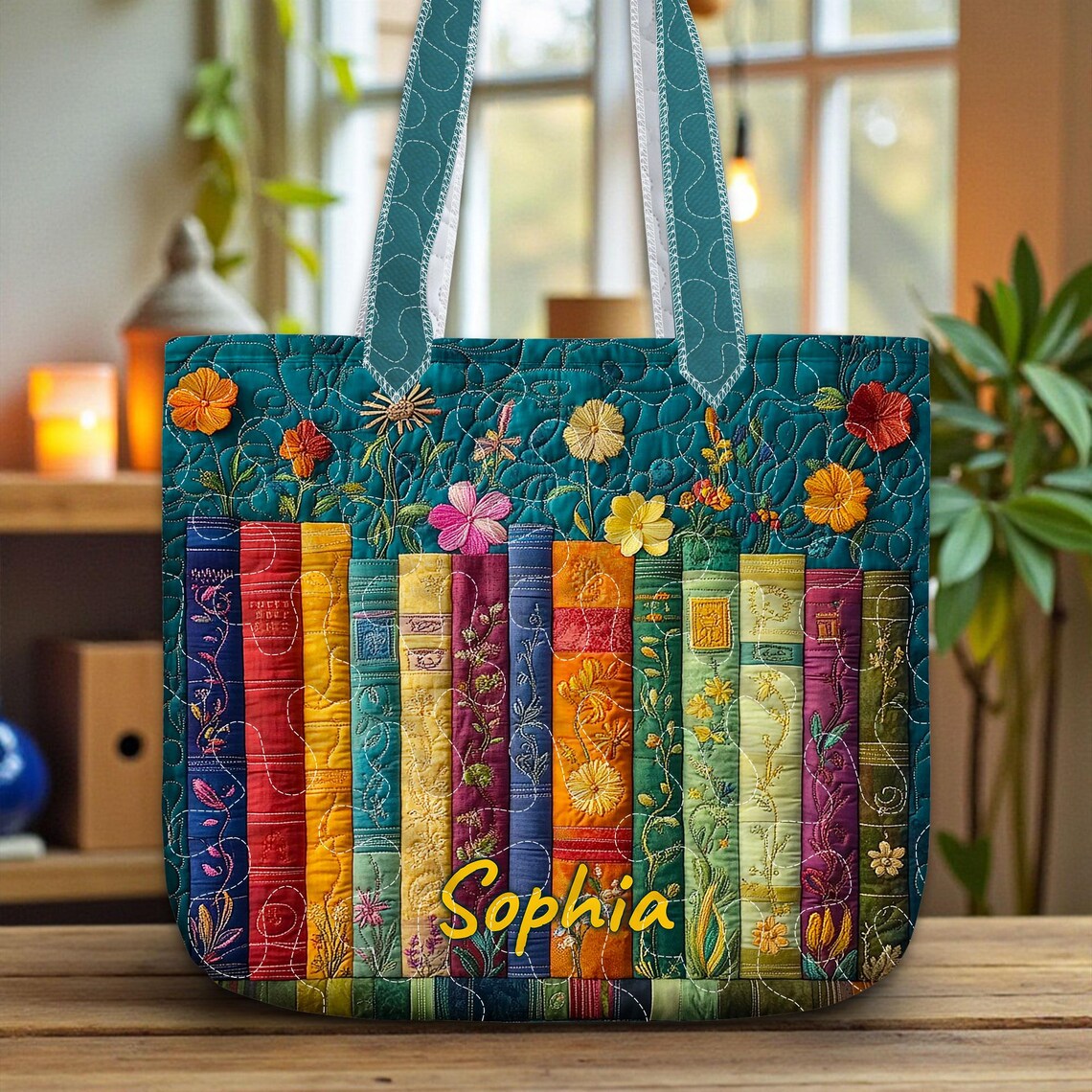 Custom Quilted Book Lover Tote Bag, Books Lover Gift, Vintage Books ...