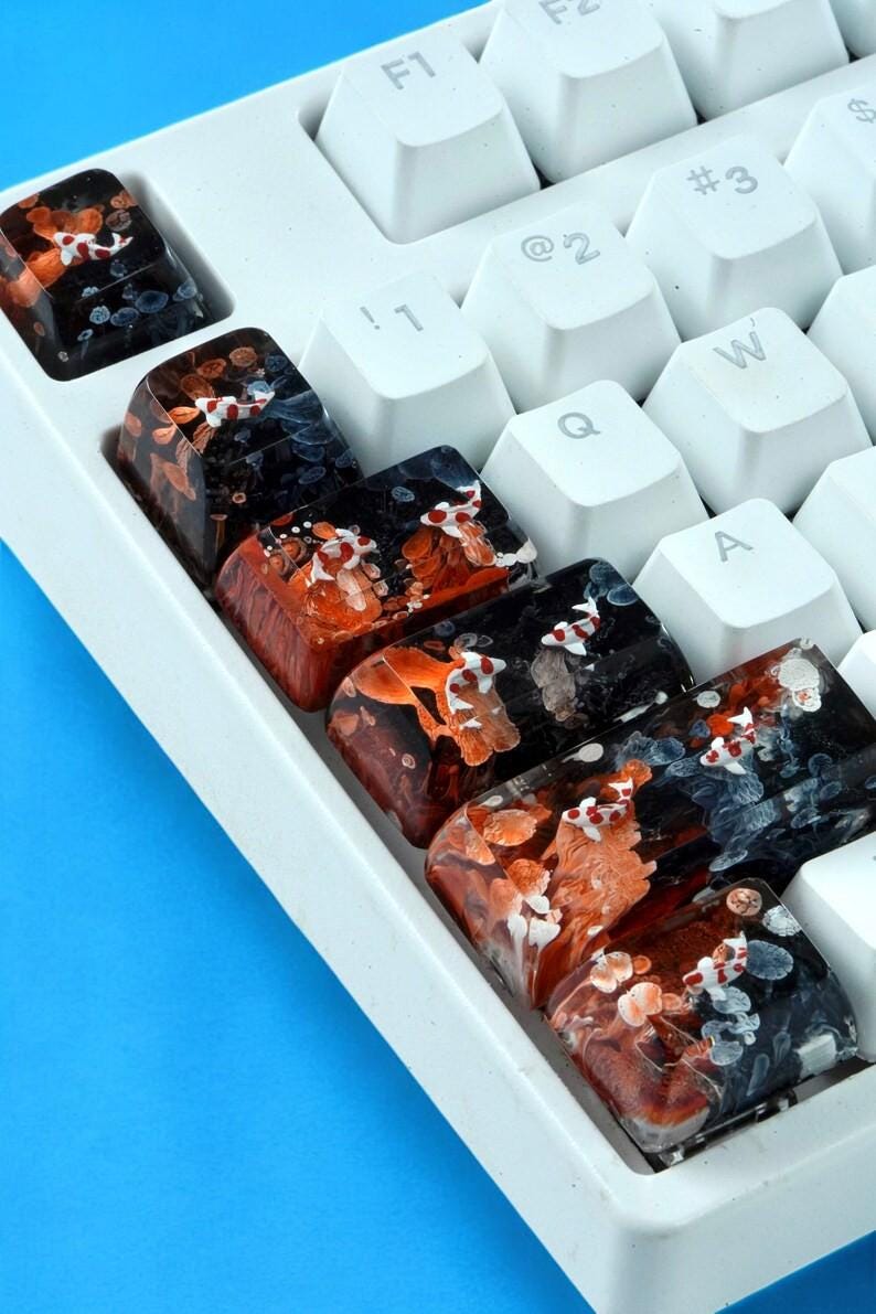 Japanese Koi Pond Resin Keycap Set – Handmade Artisan Keycaps for ...