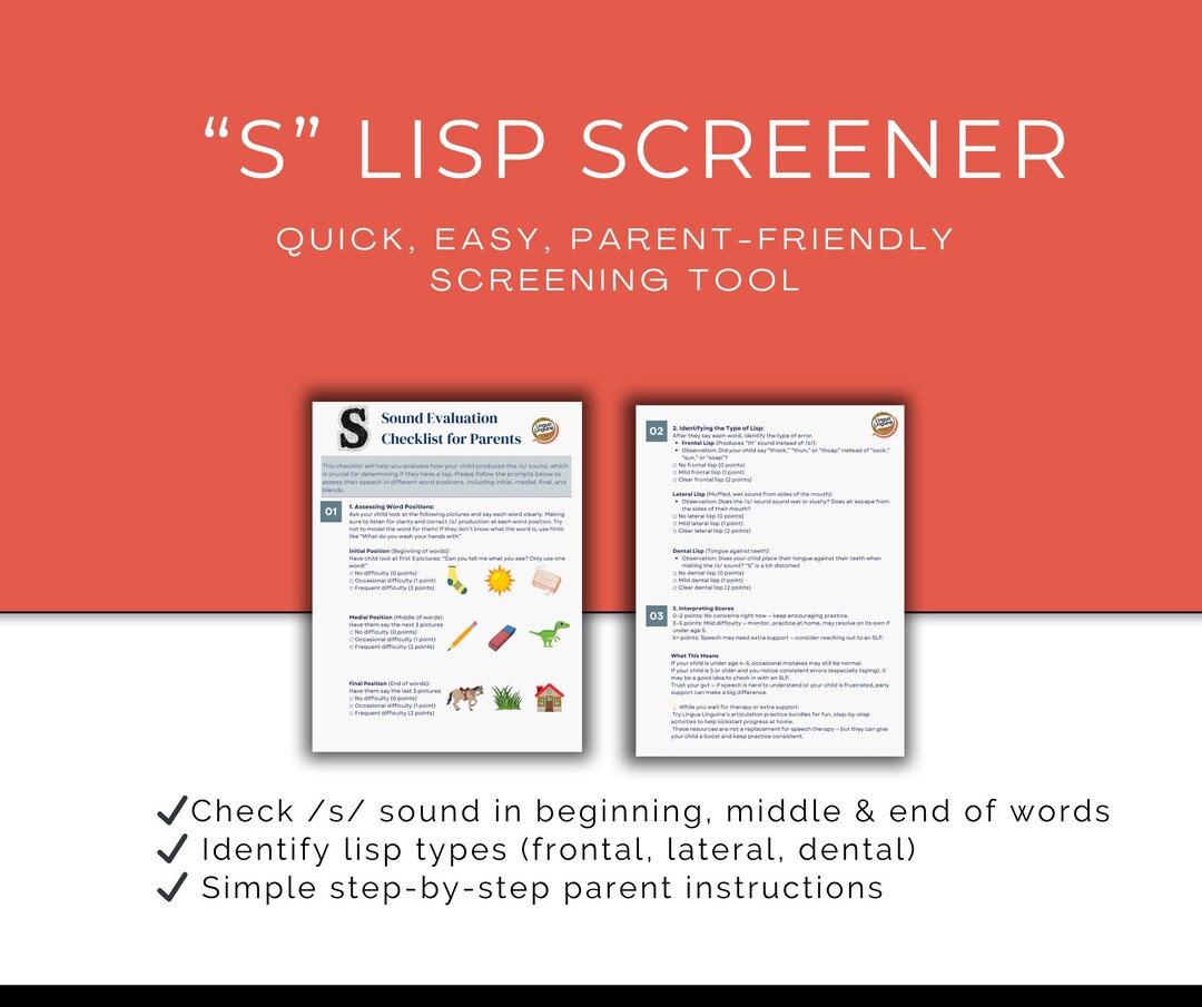 S Sound Speech Screener: Lisp Articulation Assessment (digital PDF ...