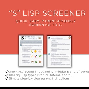 S Sound Speech Screener: Lisp Articulation Assessment (digital PDF ...