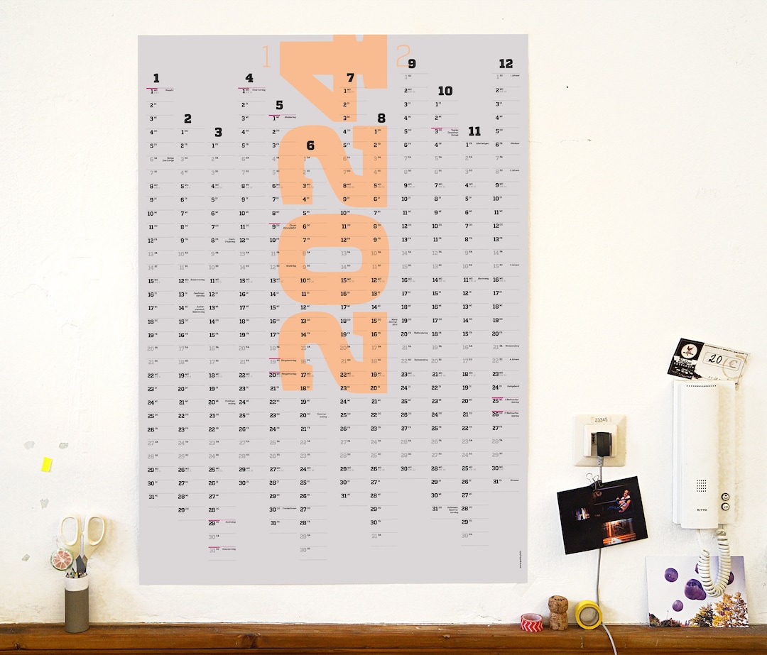 Wall Calendar 2024 and 2025, A1 Annual Planner, 2-year Calendar, Large ...