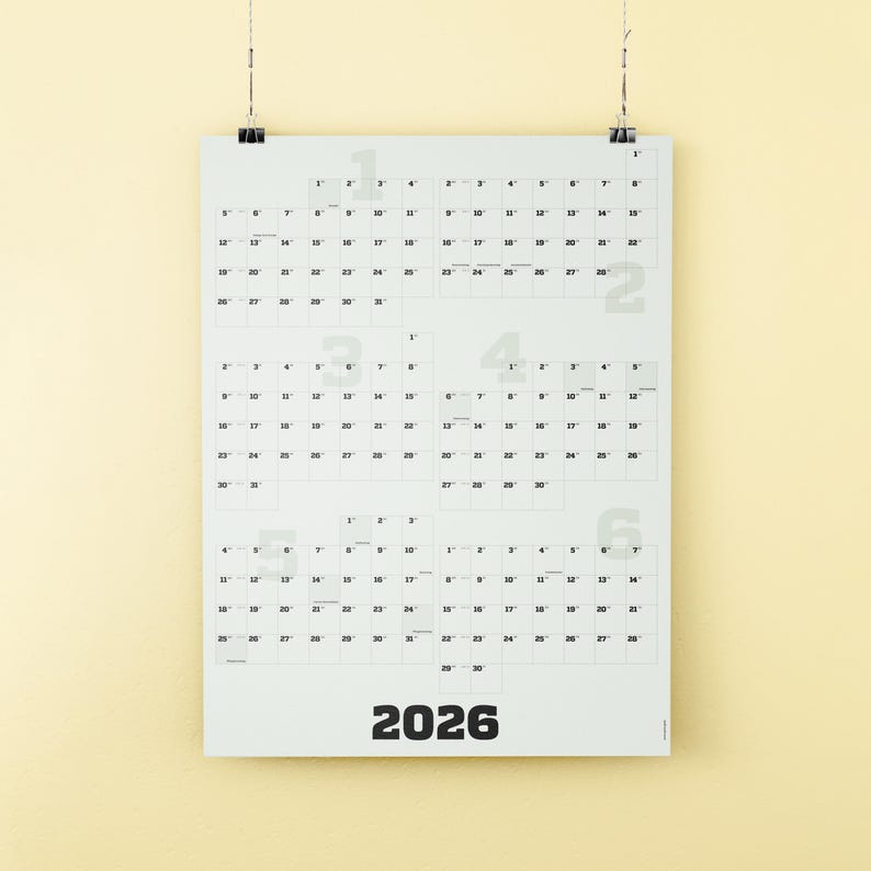 Extra Large Calendar, 3-half-year Calendar 2/25, 1/26 and 2/26, Three ...