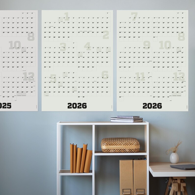 Extra Large Calendar, 3-half-year Calendar 2/25, 1/26 and 2/26, Three ...