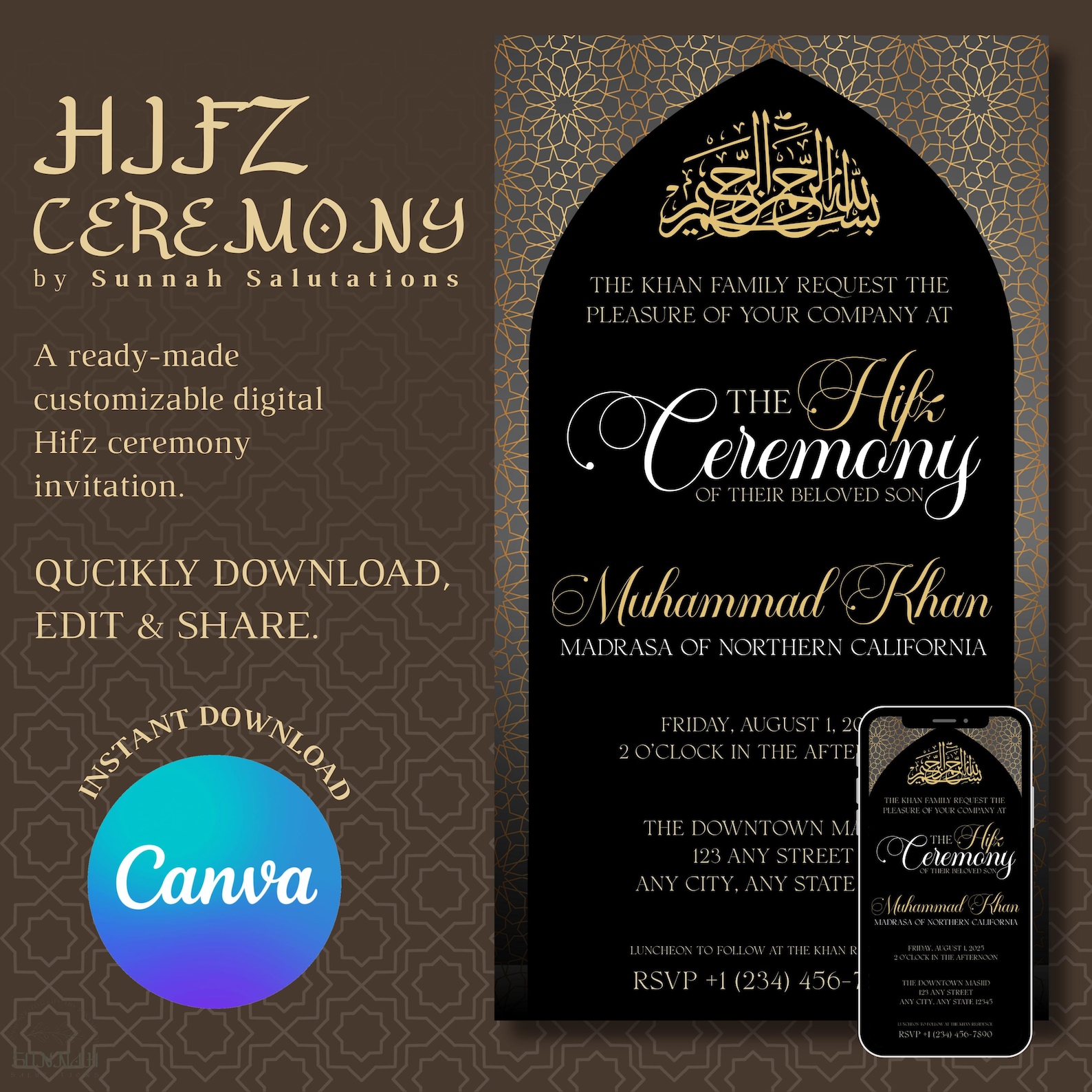 Digital Hifz Ceremony Invitation Madrasa Graduation Islamic Education ...