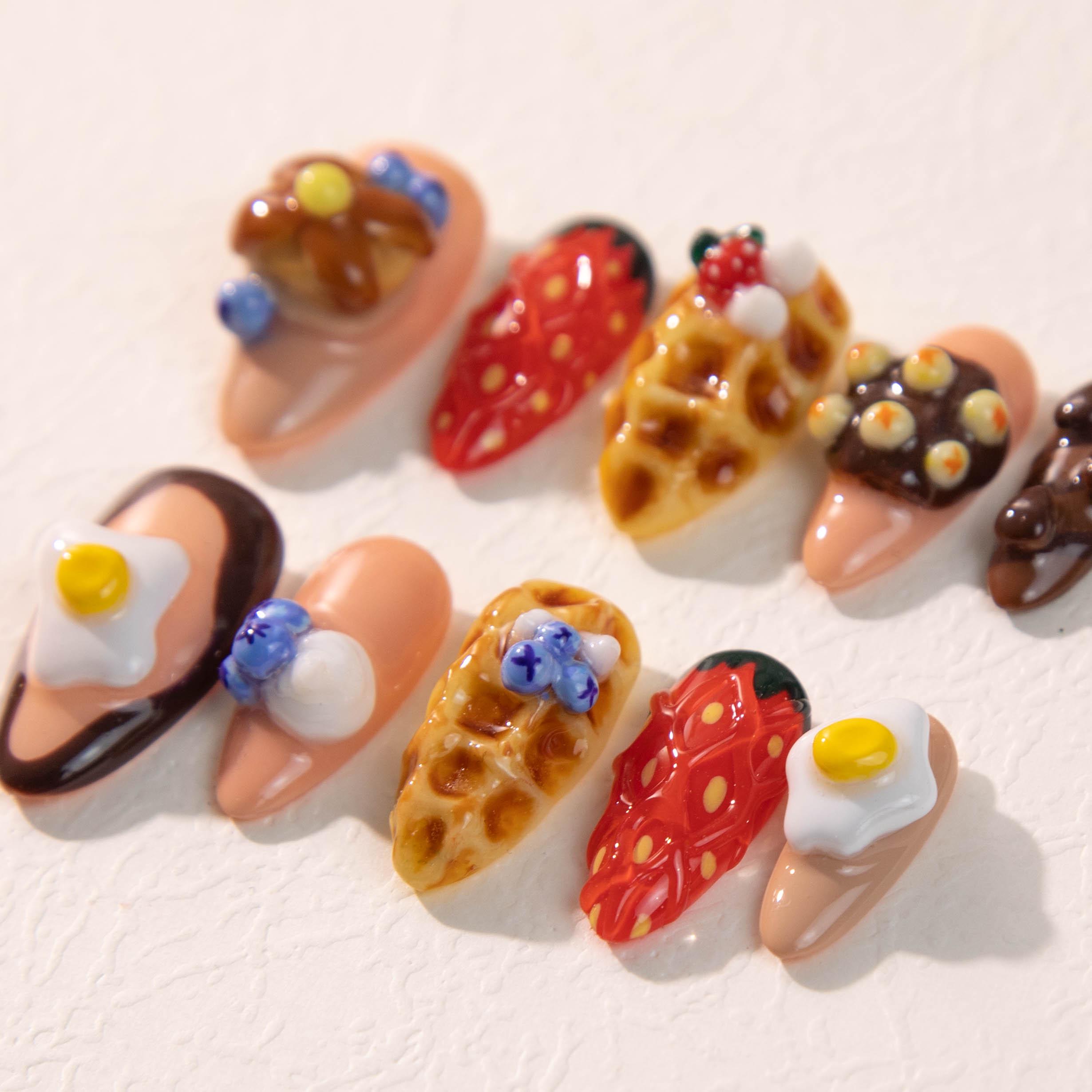 3D Kawaii Breakfast Nails | Cute Foodie Nail Art With Waffle ...