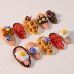3D Kawaii Breakfast Nails | Cute Foodie Nail Art With Waffle ...