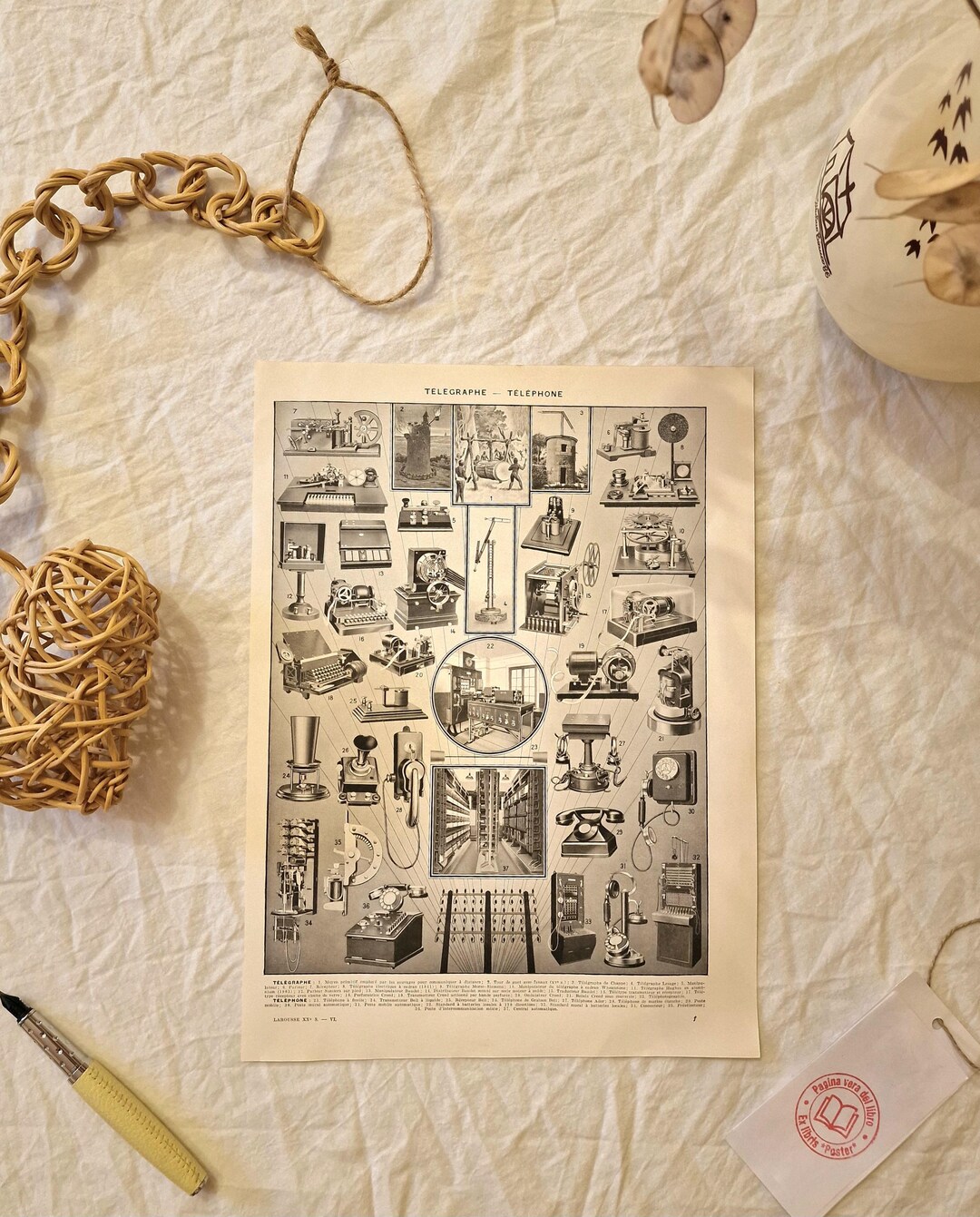 Vintage Telegraph & Telephone Print – Antique French Technology ...