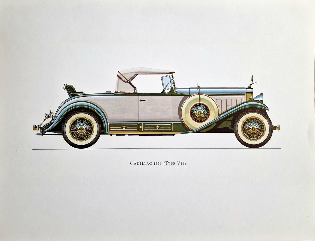 1960s Large Classic Car Print – 1931 Cadillac Type V16 Vintage ...