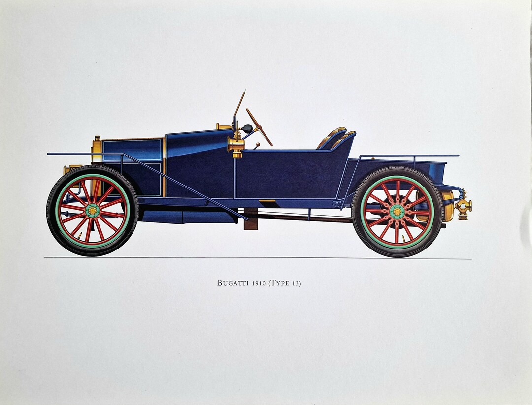 1960s Large Classic Car Print – 1910 Bugatti Type 13 Vintage Automobile ...