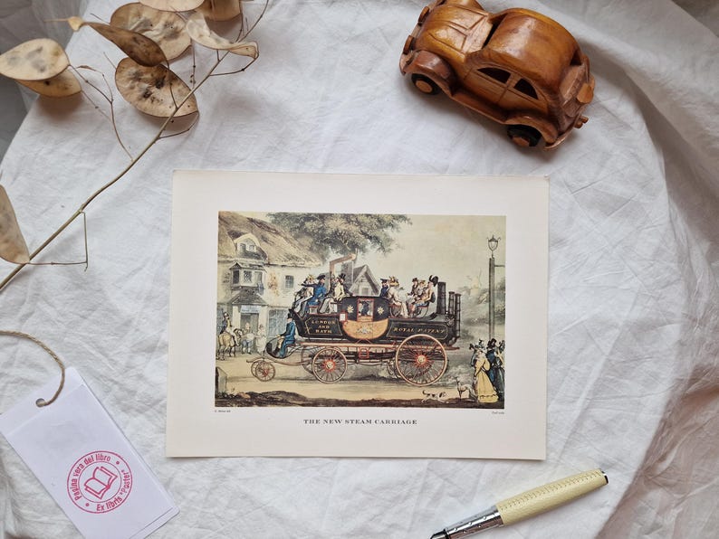 Vintage Steam Carriage Wall Art – 1965 Early Motor Transport Print ...