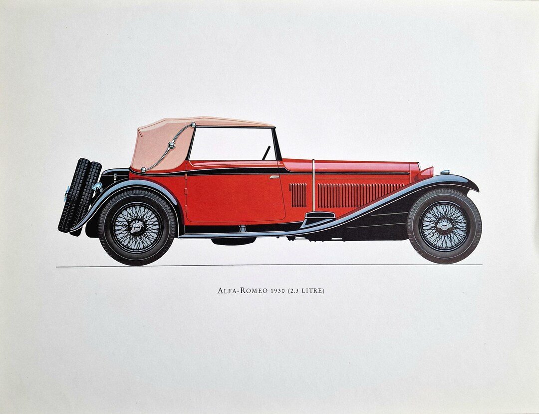 1960s Large Classic Car Print – 1930 Alfa Romeo 2.3 Litre Vintage ...
