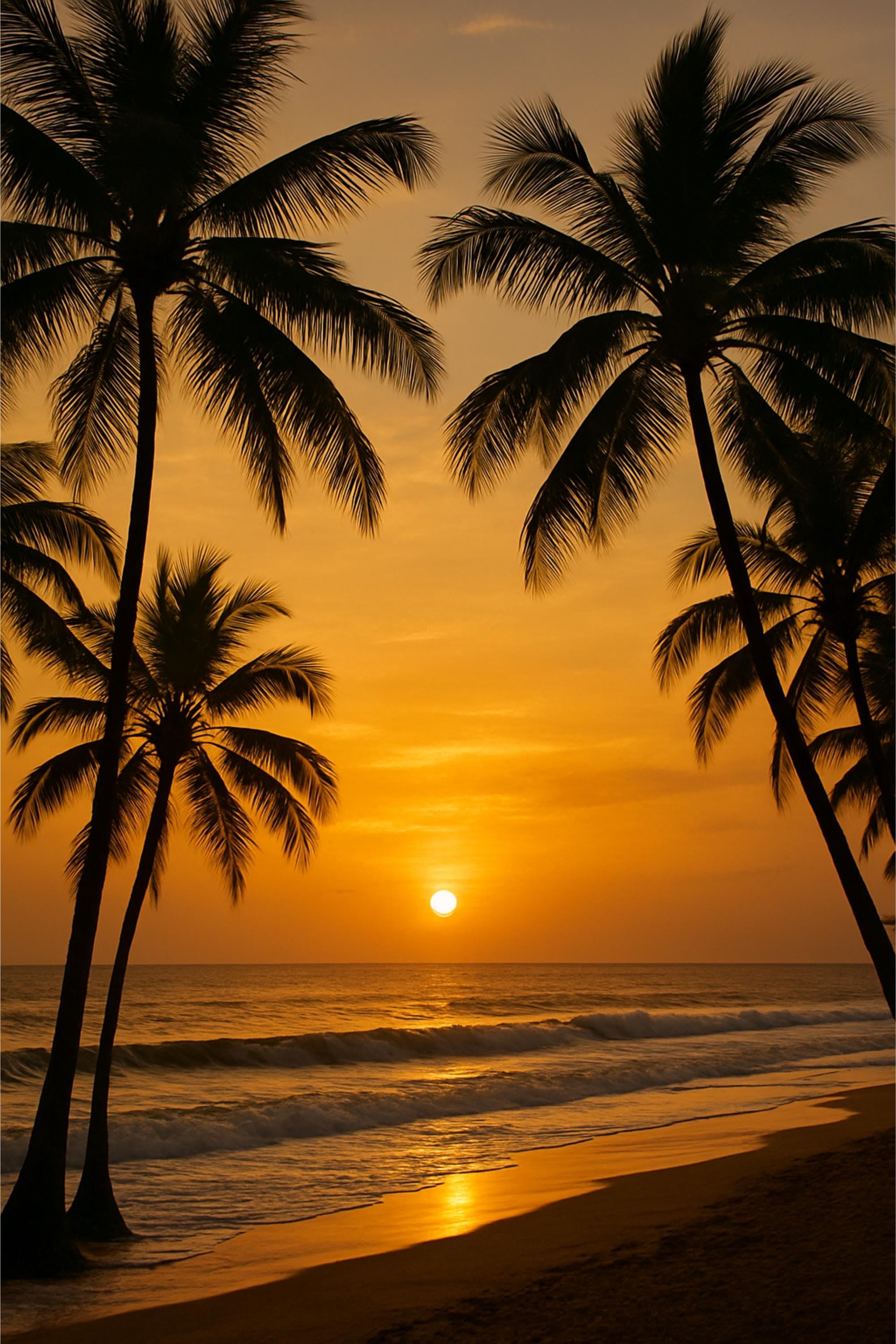 Realistic Sunset Beach With Palm Trees – Tropical Digital Wall Art - Etsy