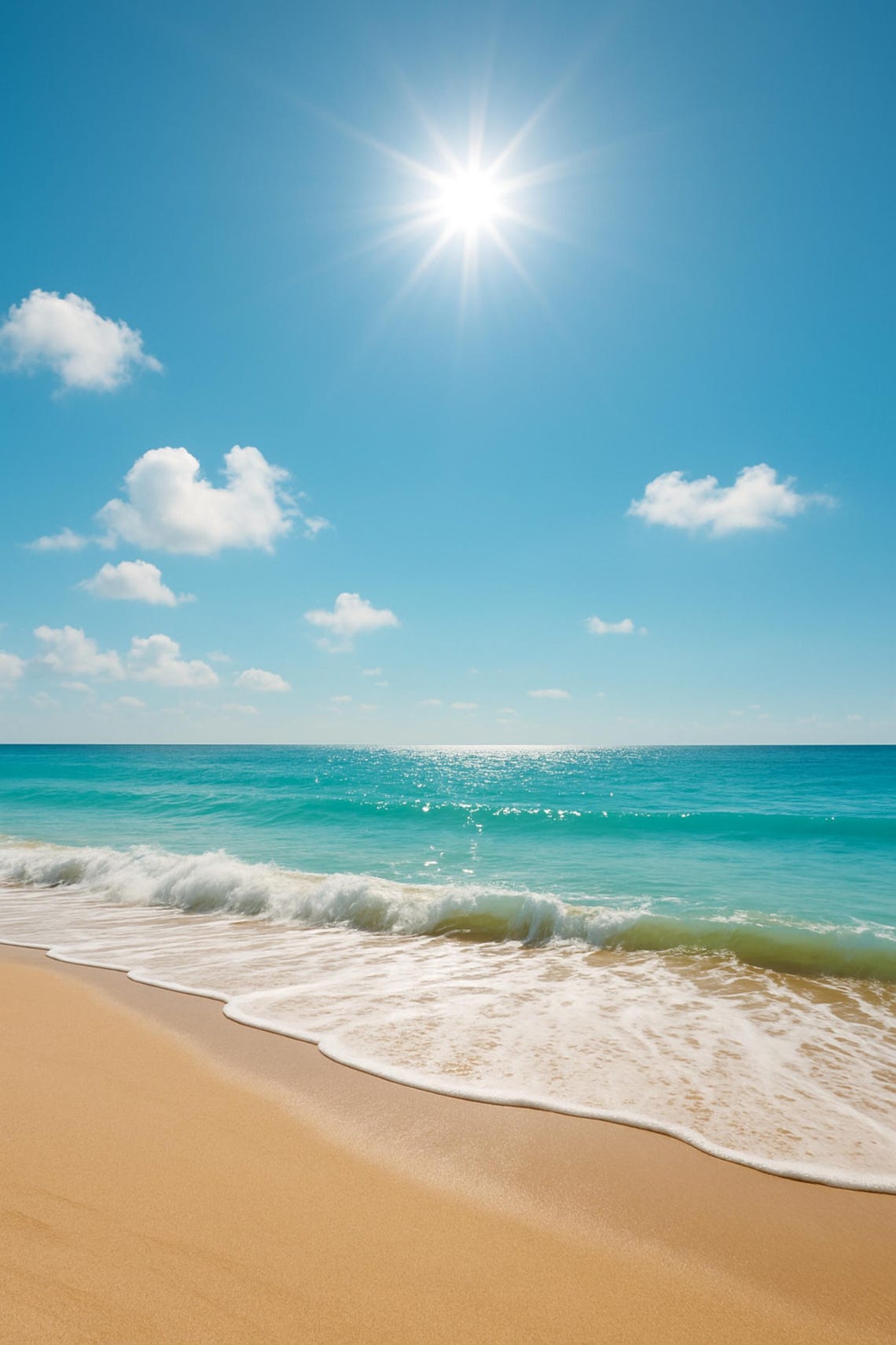 Bright Sun Over Turquoise Sea – Digital Tropical Beach Wall Art - Etsy