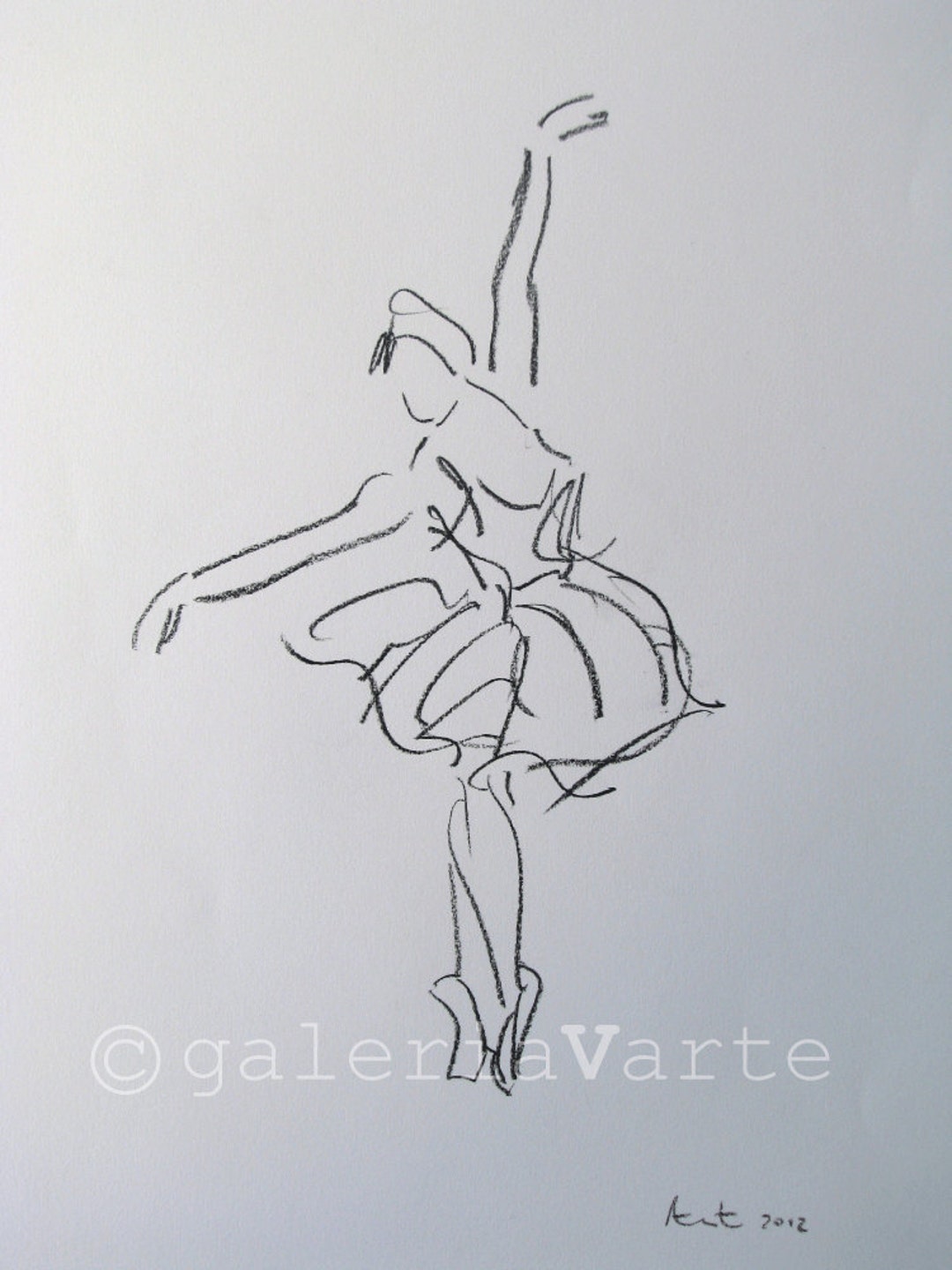 Charcoal Ballet Drawing Swan Lake Original Art Painting ...