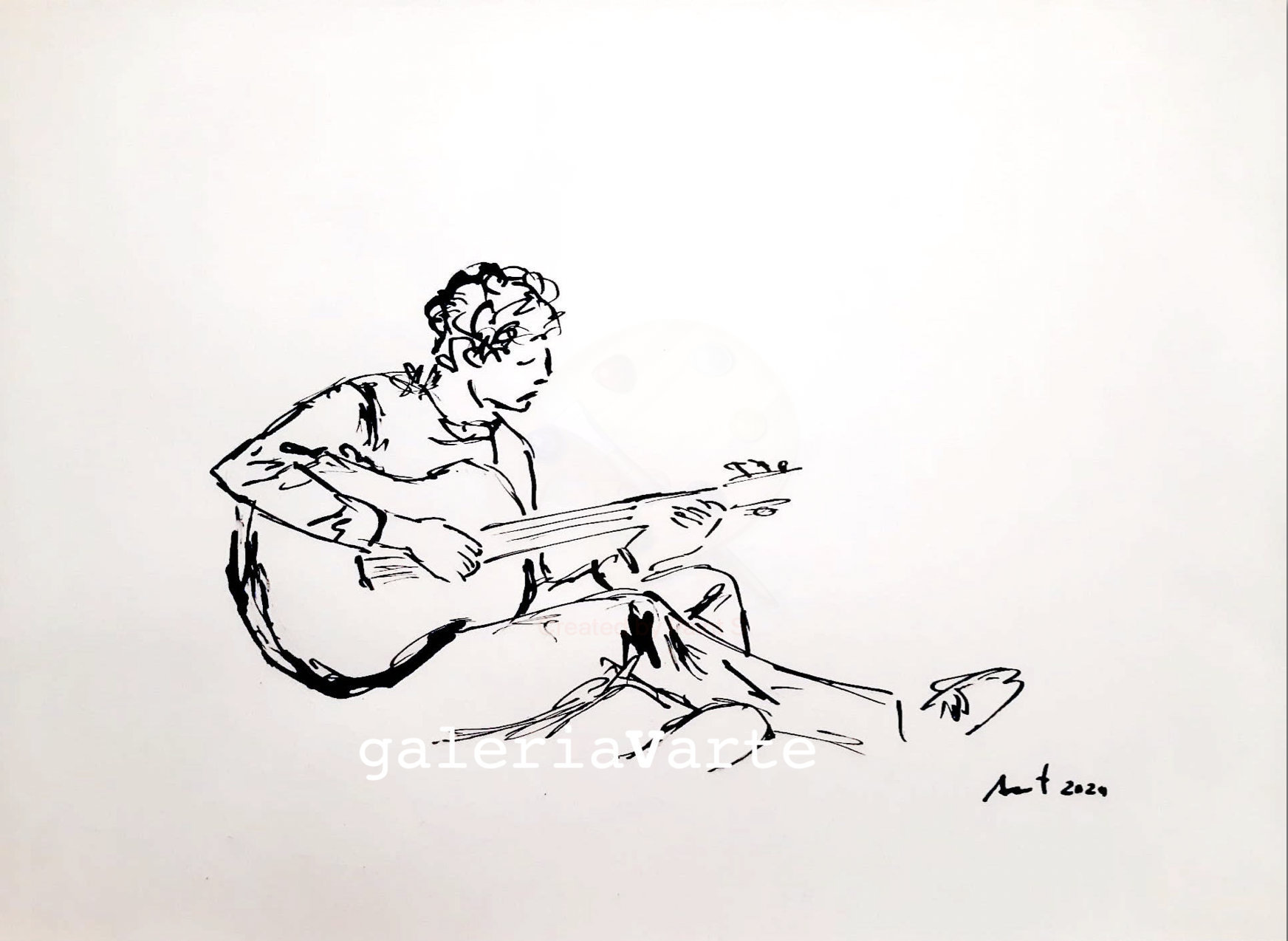 Playing Guitar Sketch