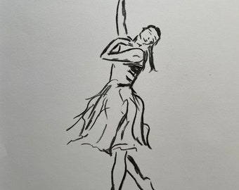 Charcoal Drawing Ballet Dancer Original - Etsy