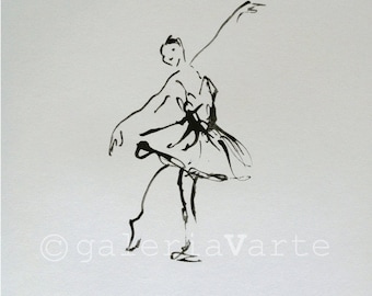 Original Ink Drawing Ballet Dancer Art | Etsy