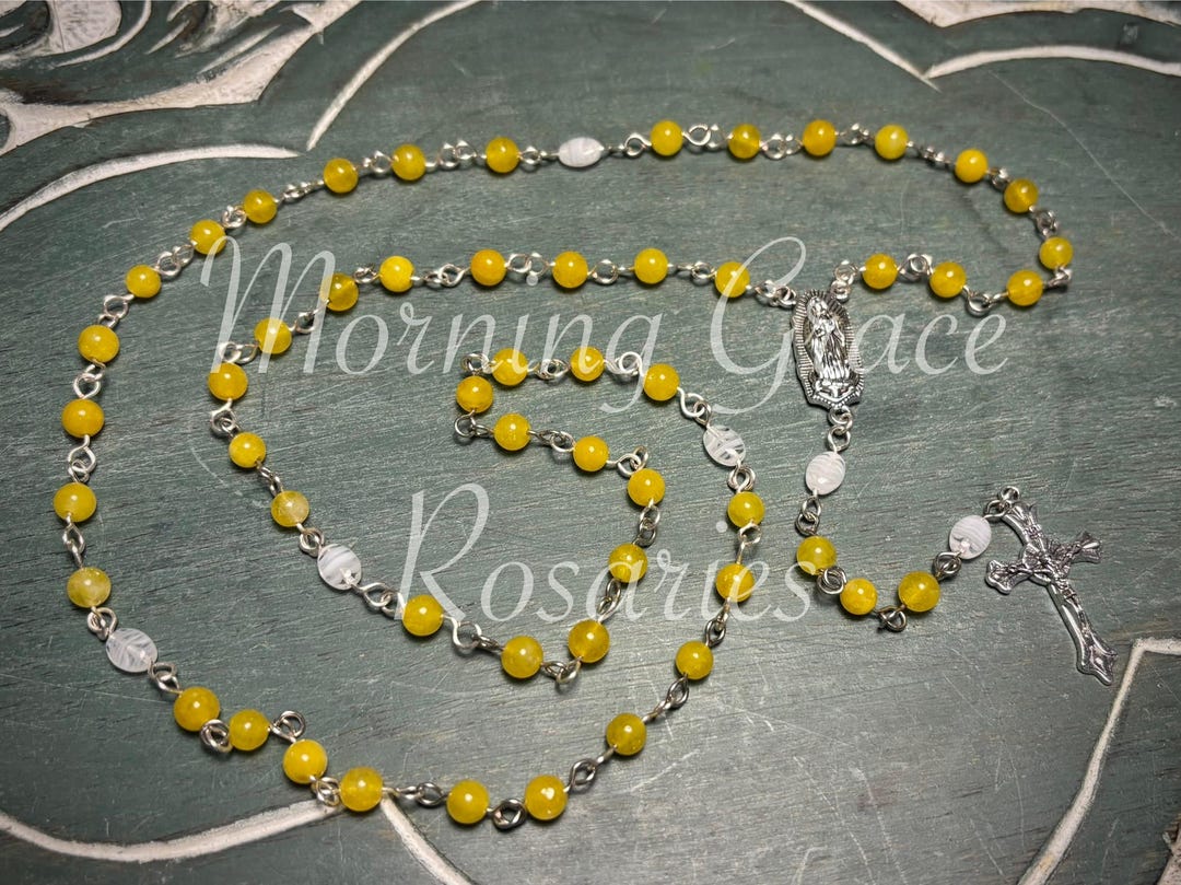 Yellow Quartz With Czech Glass Beads Catholic Rosary | Yellow Rosary ...