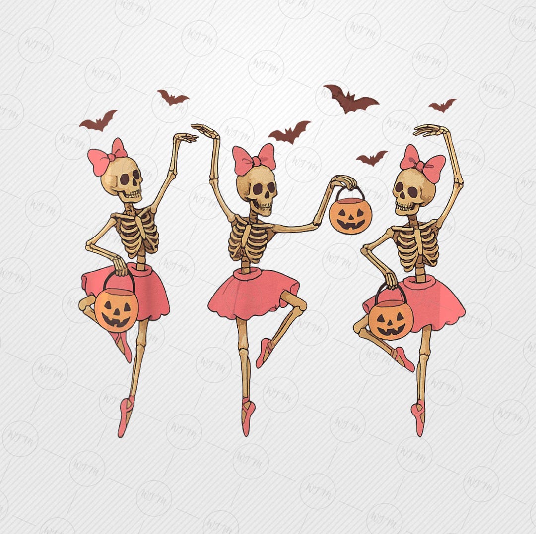 Ballet Pumpkin Skeleton Dance Halloween Men Women Boys Girl PNG Digital ...