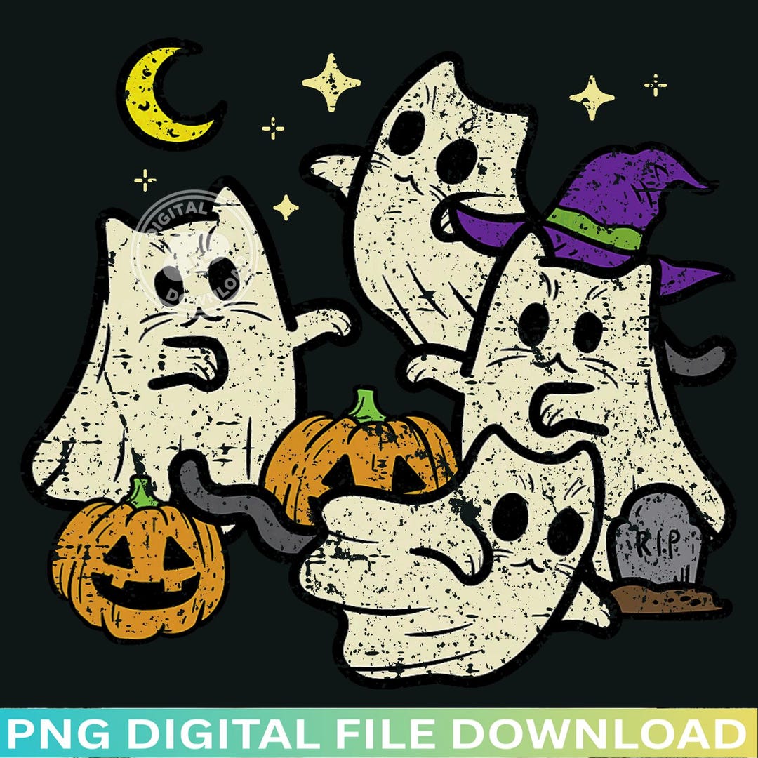Black Cat Ghost Costume PNG, Cute Halloween Cats Women Kids Design ...