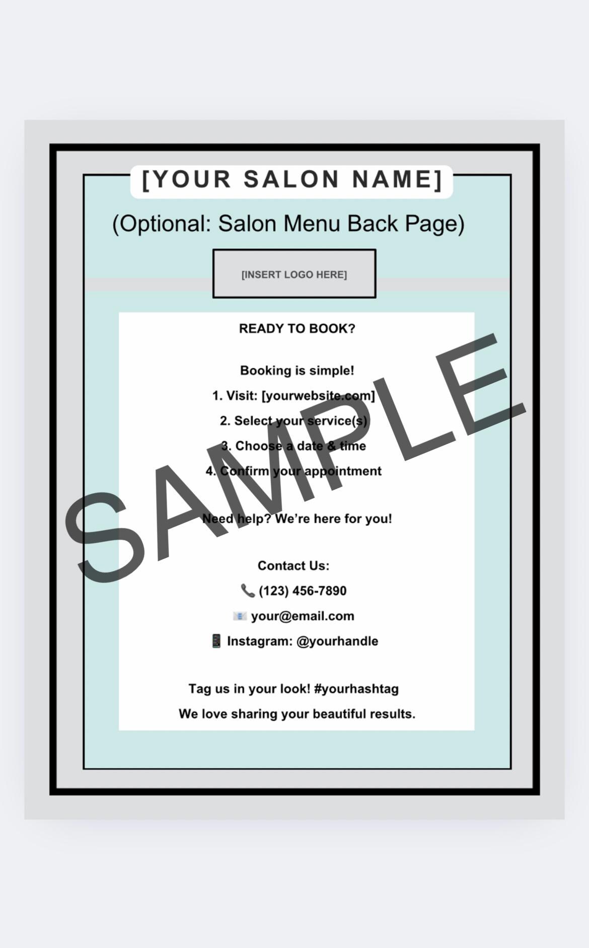 Nail Salon Service Menu Template | Editable Nail Tech Service Menu ...