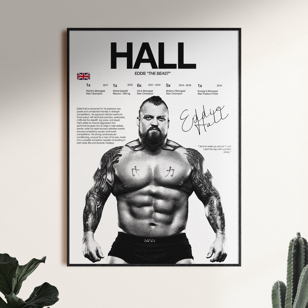 Eddie Hall Poster, Digital Download, Strongman Wall Art, Fitness ...