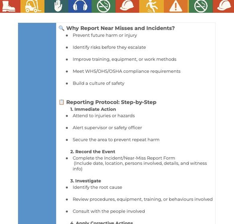 Incident Near-miss Report Form: Editable Safety Guide (printable Google ...