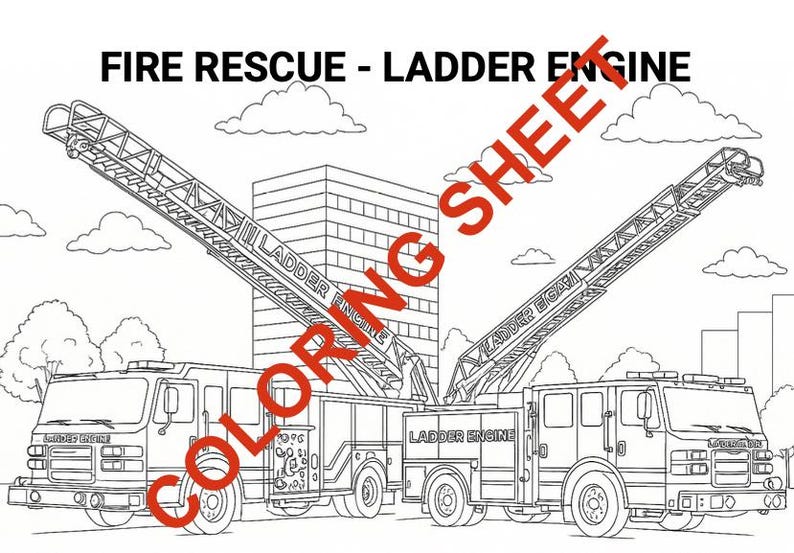 Fire Truck Coloring Pages for Kids – A4 Landscape | Aussie Fire Rescue ...