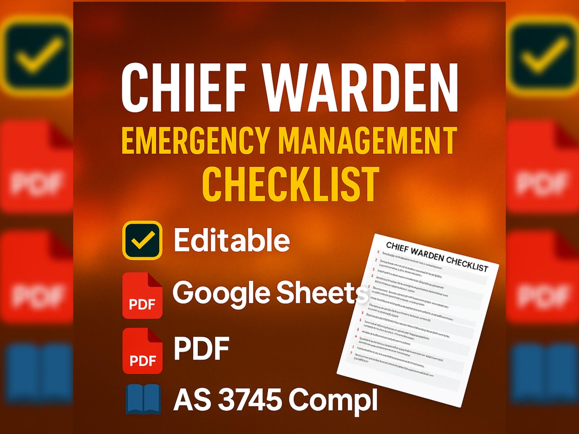 Chief Warden Emergency Checklist: Fire Safety Plan, AS 3745 (PDF ...