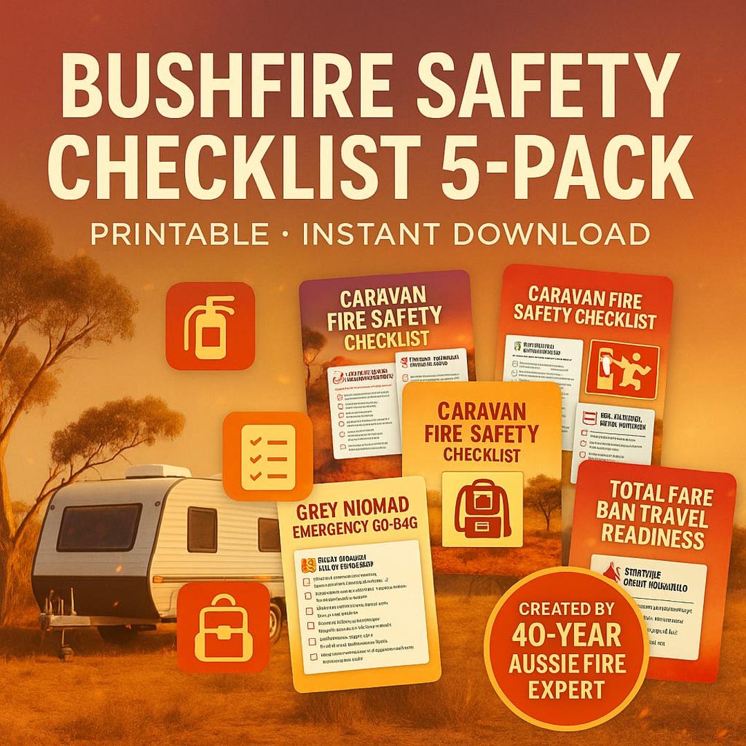 Bushfire Safety Checklist Bundle for Caravaners | 5 Printable Downloads | Fire Ban, Evacuation ...