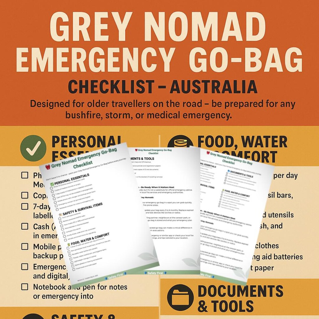 Grey Nomad Emergency Go-bag Checklist – Printable Bushfire & Travel ...