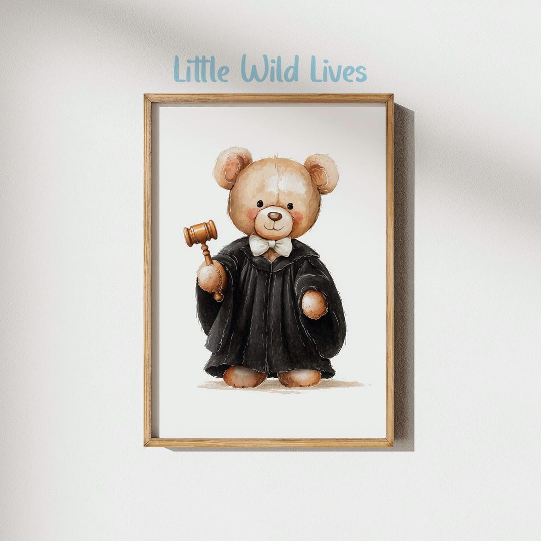 Judge Teddy Bear Nursery Art, Lawyer Bear Print, Professional Baby Room ...