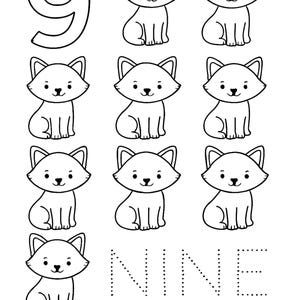 Numbers 1–10 Animal Tracing & Coloring Worksheets – Printable Learning ...