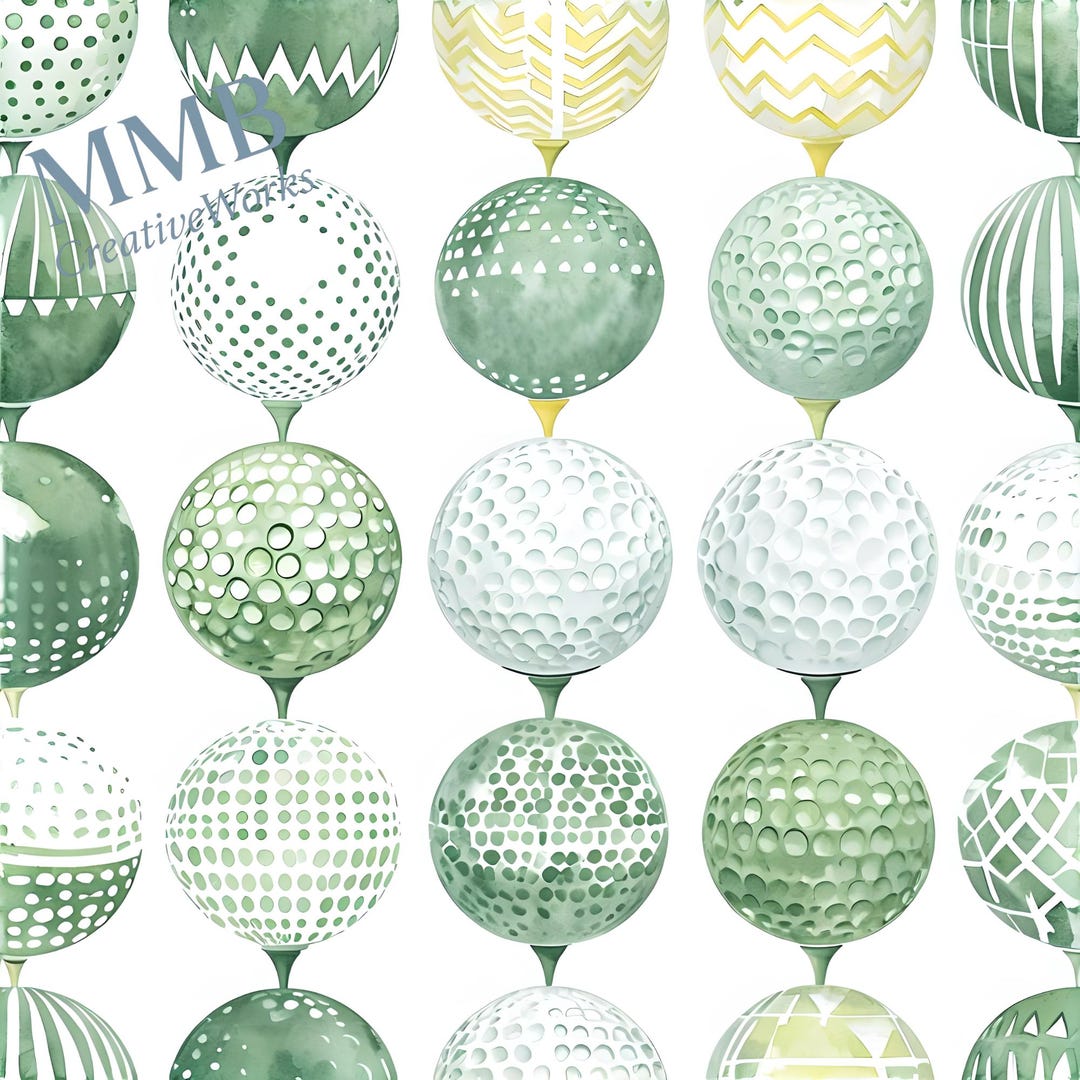 Watercolor Golf Ball Pattern: Modern Minimalist Digital Paper (PNG ...