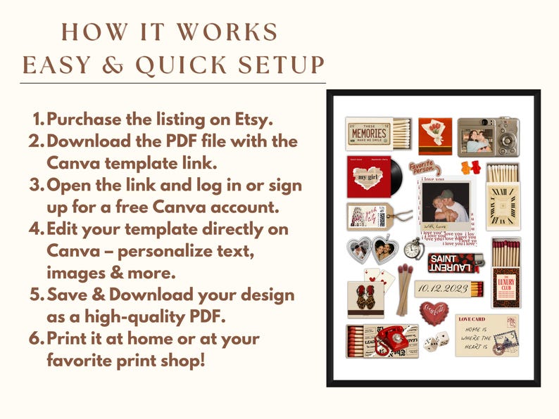 Custom Matchbook Art Canva Template • Anniversary Gifts • DIY ...