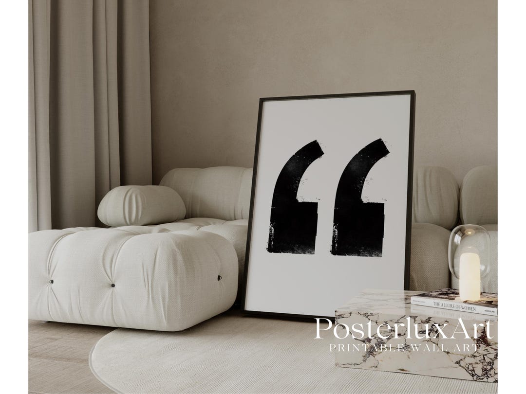 Quotation Mark Poster | Minimalist Black and White Wall Art | Modern ...