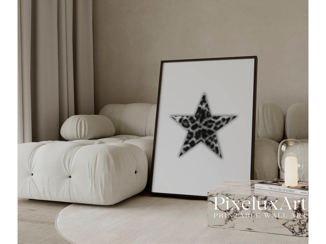 Black & White Leopard Star Wall Art | Stockholm Style Fashion Print ...