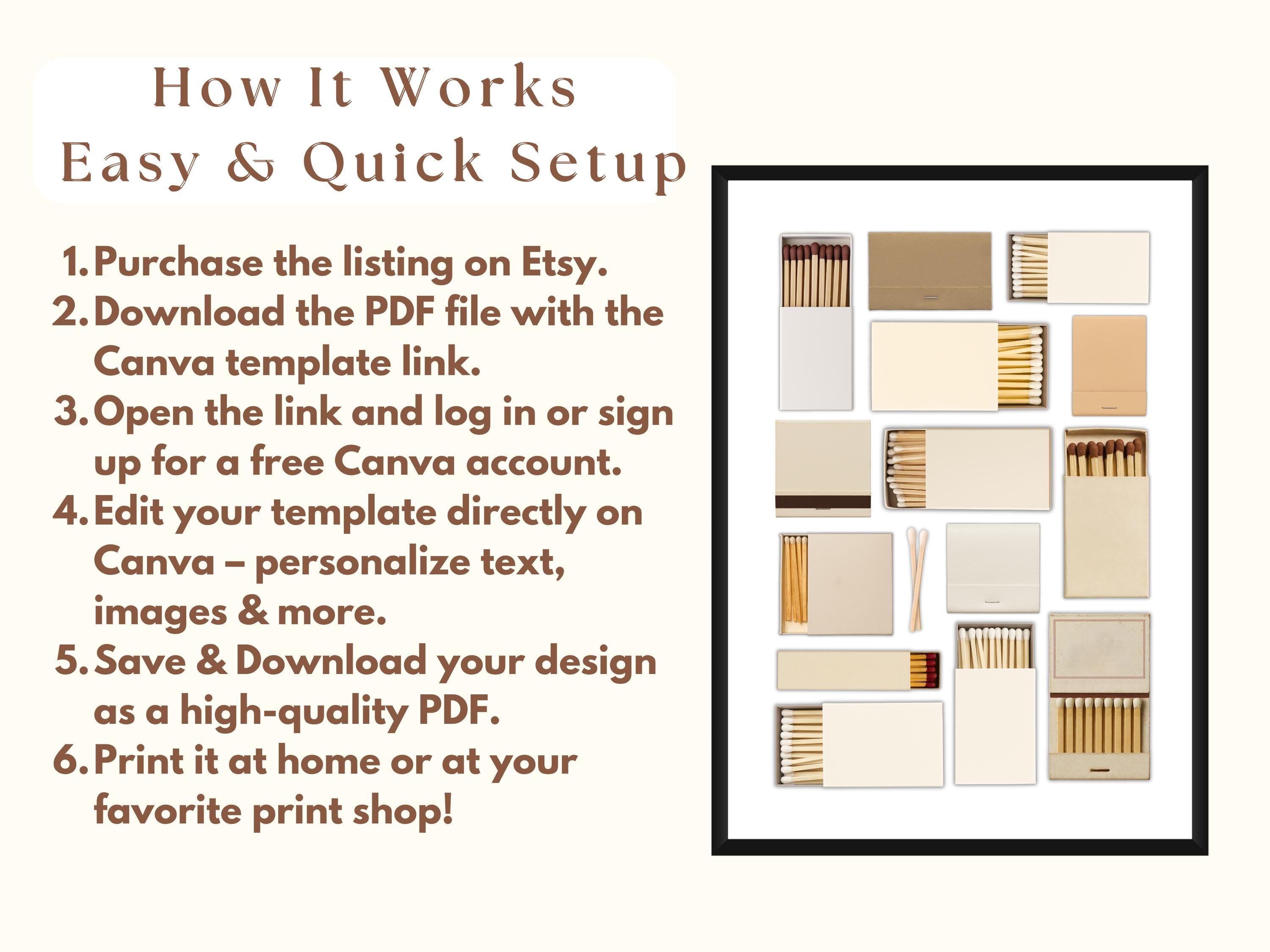 Neutral Blank Matchbox Template Canva | DIY Matchbox Template, Blank ...