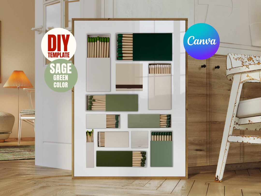 Sage Green Matchbook Canva Template • DIY Custom Matches Poster ...