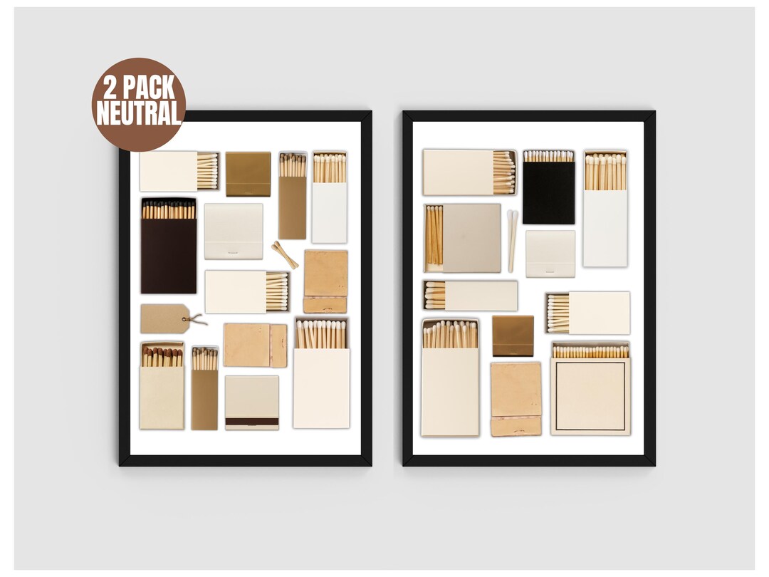 2 Set Neutral Blank Matchbox Template Canva | DIY Matchbox Template ...