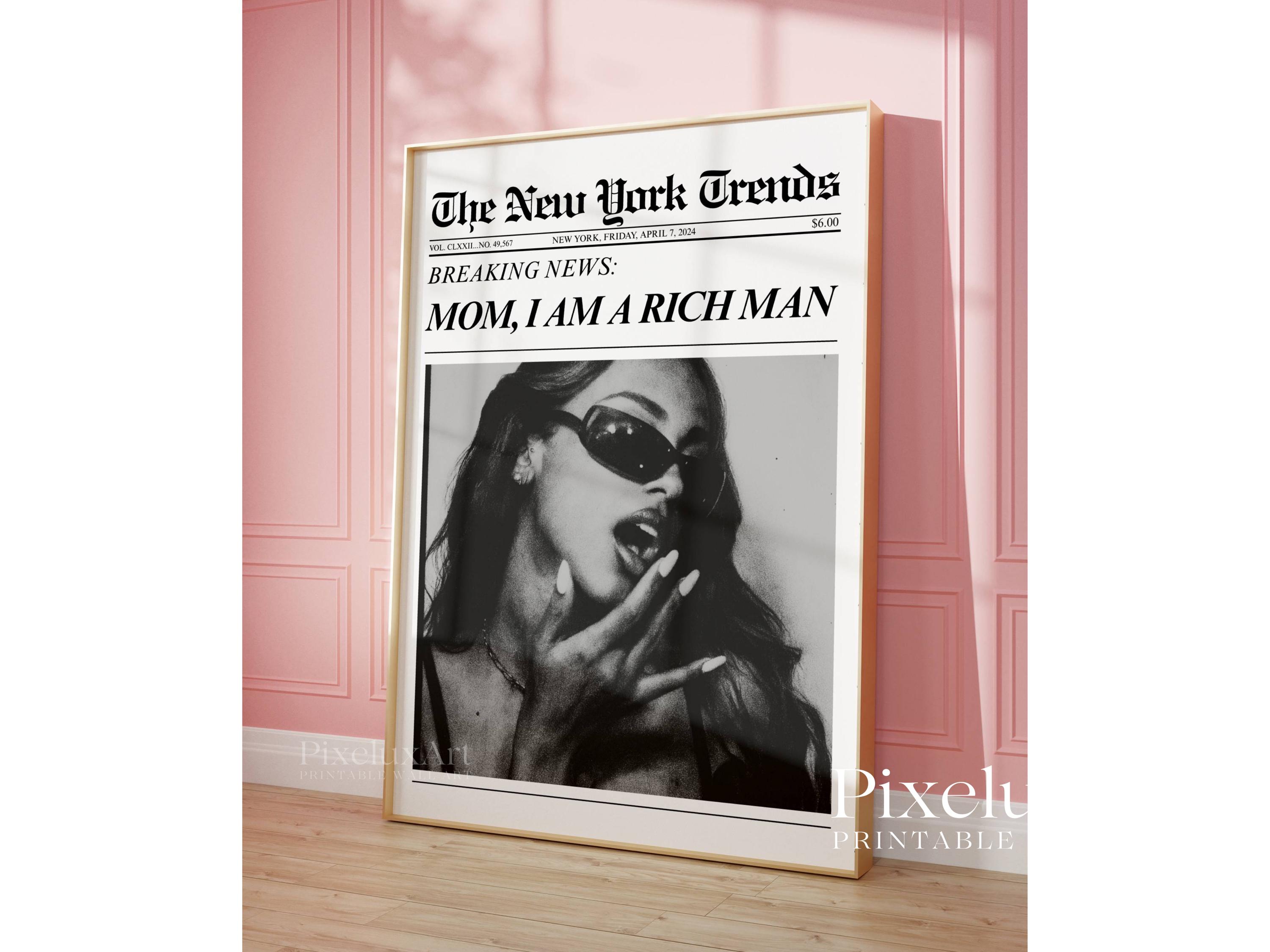 Set of 6 Trendy Newspaper Print – Girly Wall Art, Retro Dorm Room Decor ...
