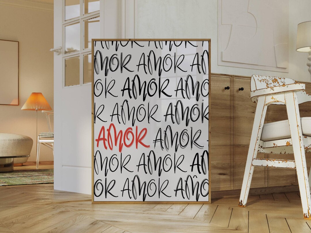 Amor Poster – Retro Amor Typography Art Print, Amore Wall Decor, Modern ...