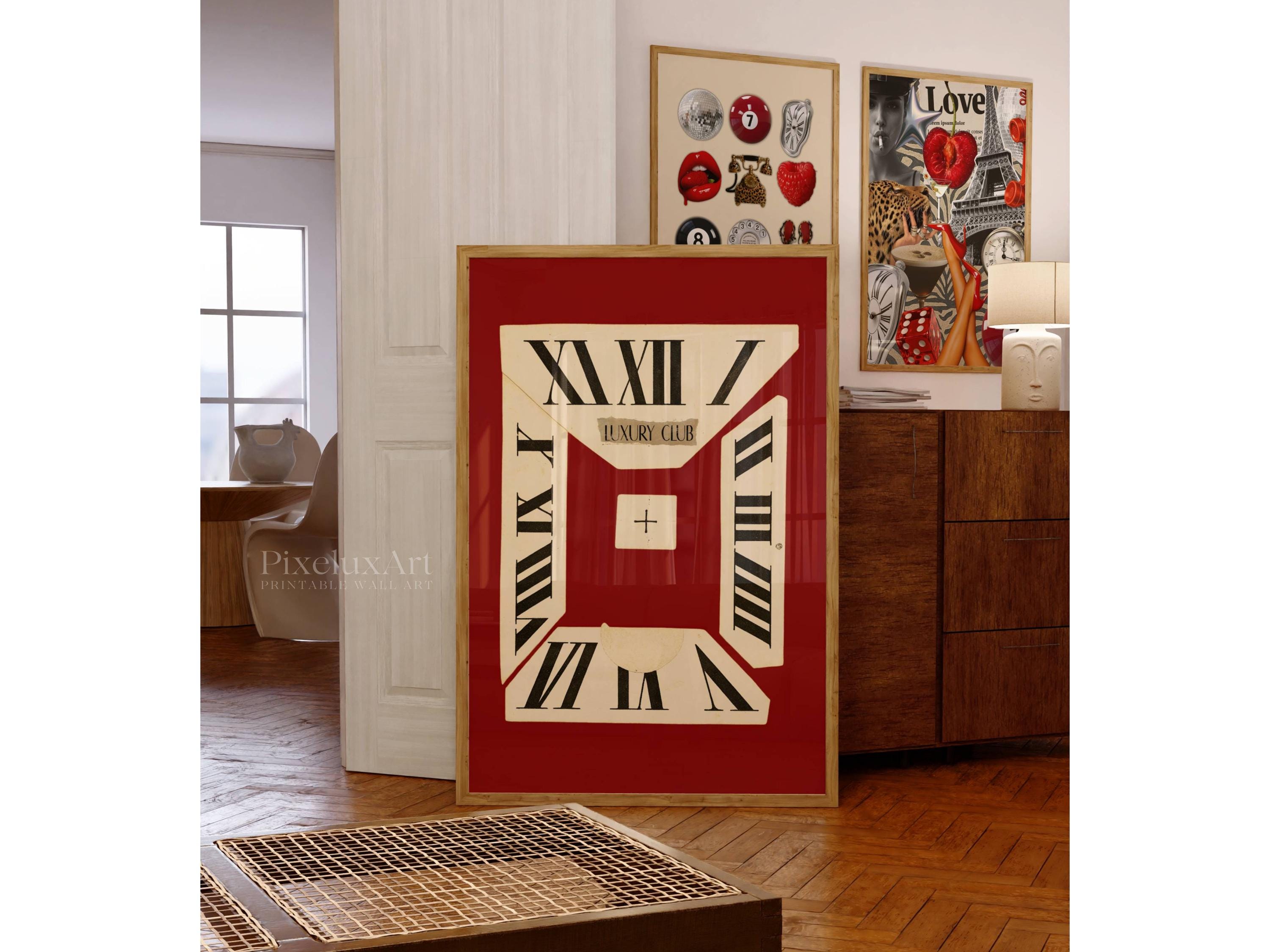 Retro Watch Poster, Red Collage Wall Art, Y2K Fashion Print, Aesthetic ...