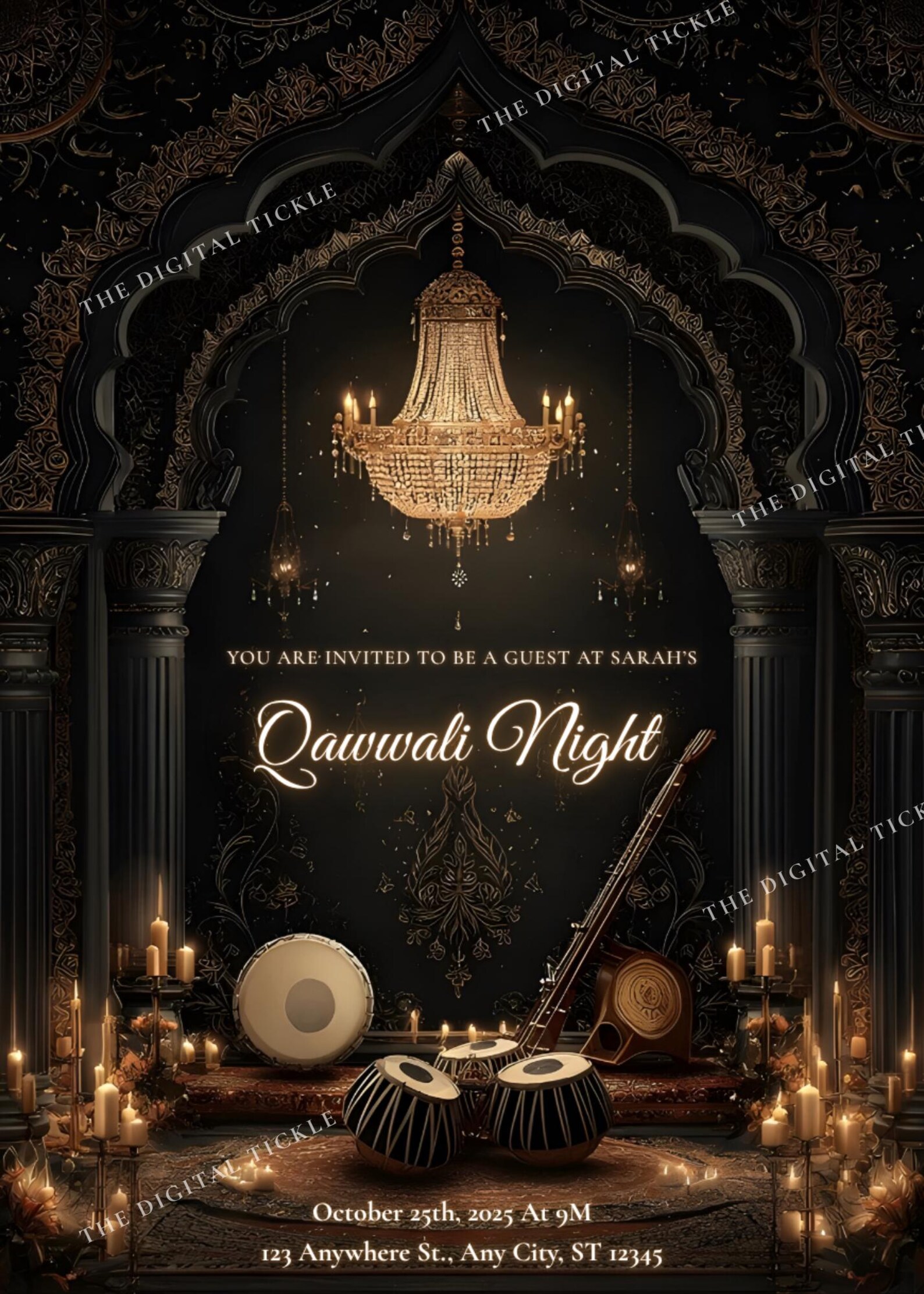 Qawwali Night Walima Invitation Template, Pakistani Sufi Music (digital ...