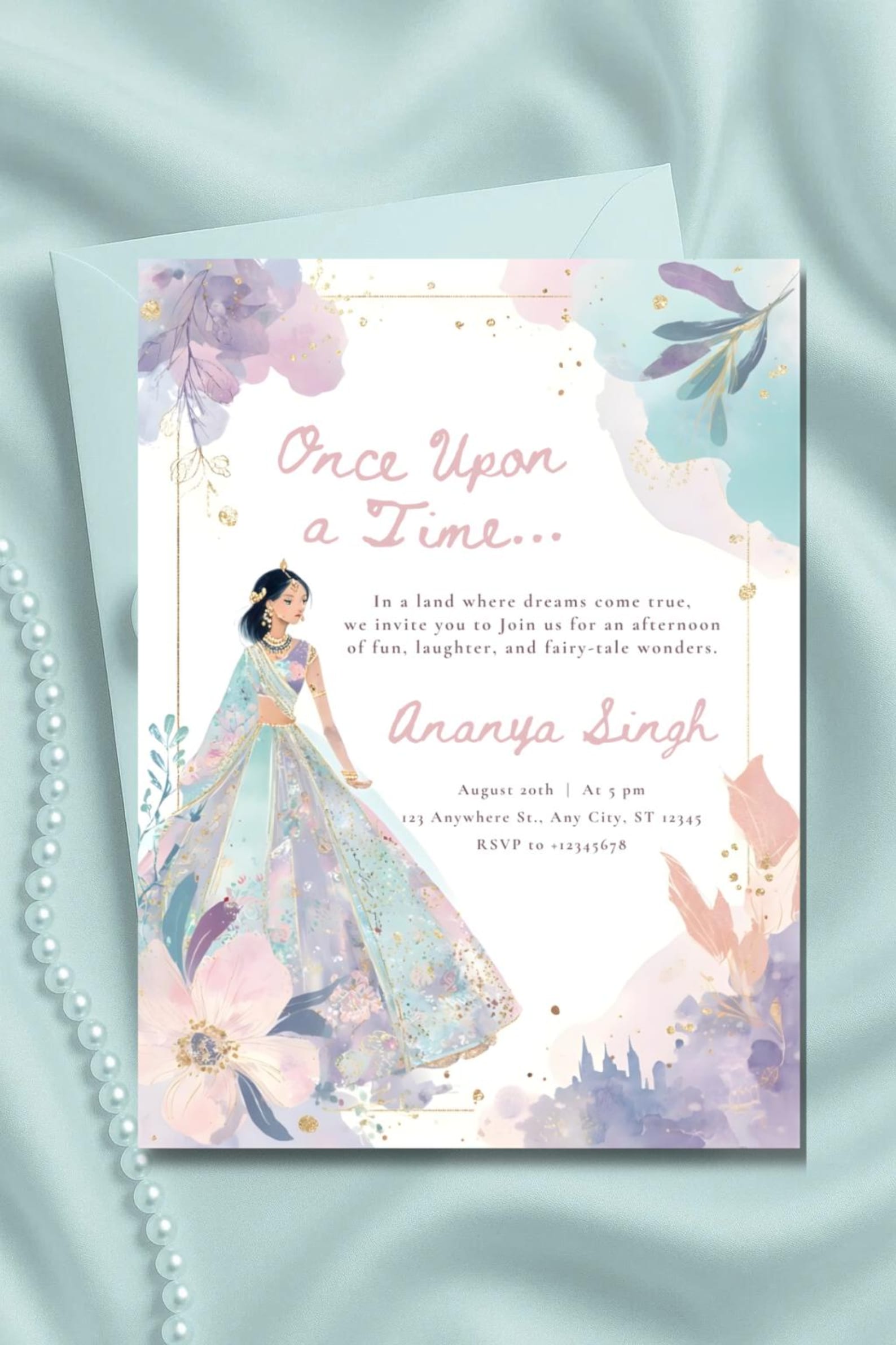 Desi Princess Birthday Invitation, Indian Pakistani Party (editable ...