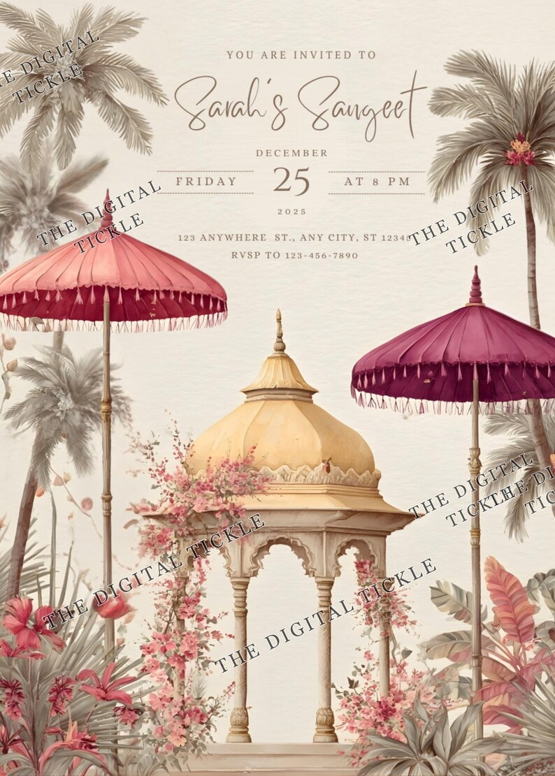 Mehndi Sangeet Invitation Template: Indian Wedding, Editable Canva ...